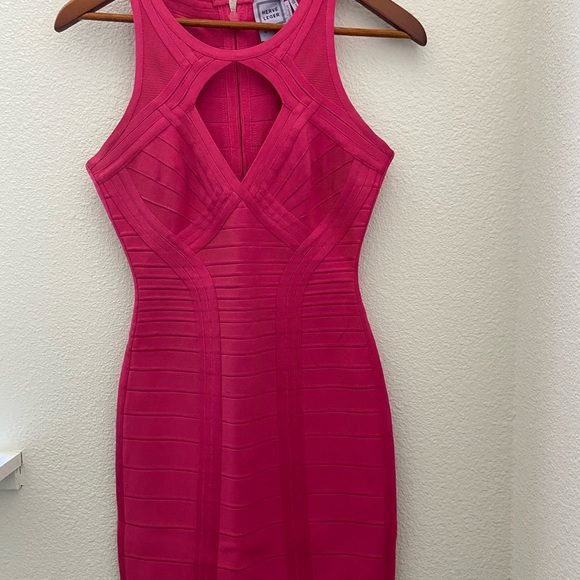 Herve Leger | Dresses | Herve Lager Pink Keyhole Bandage Dress | Poshmark